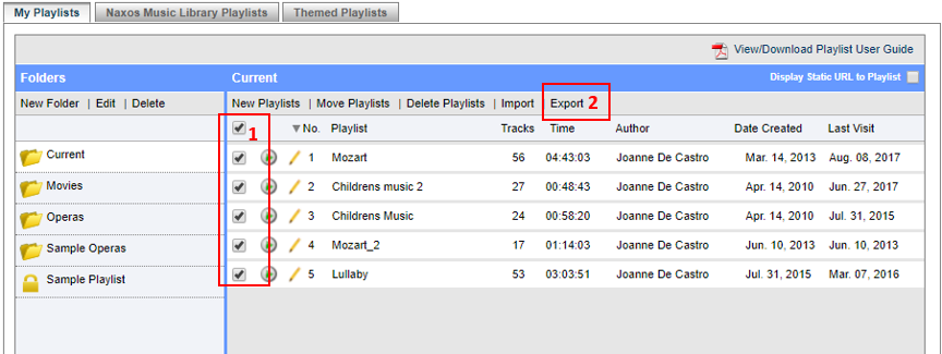 Import / Export / Delete Playlists – Naxos