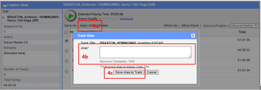 Delete and Edit Track Details (Using Alias) – Naxos